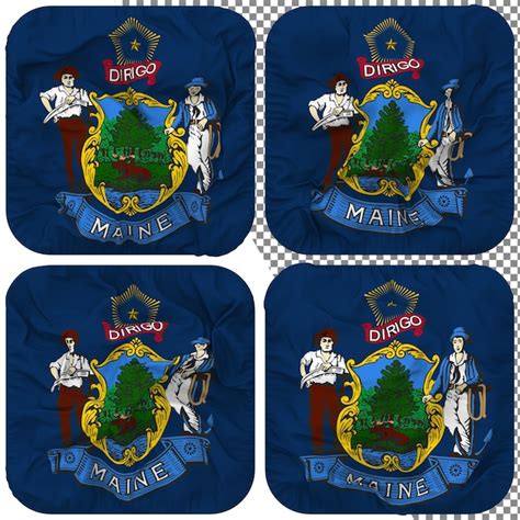 Premium Psd State Of Maine Flag Squire Shape Isolated Different Waving Style Bump Texture 3d