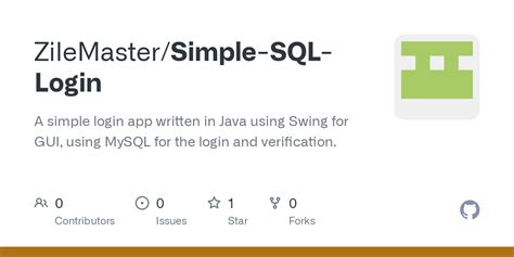Github Zilemastersimple Sql Login A Simple Login App Written In