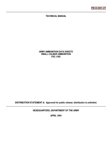 Army Ammo Data Sheet Pdf Inch Foot Unit