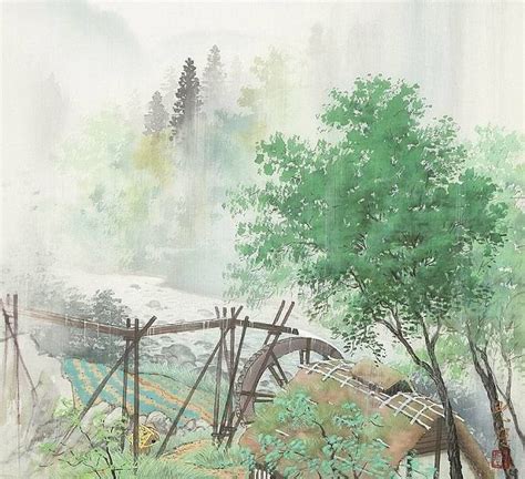 日本画家 小岛光径 田园风光 工笔画