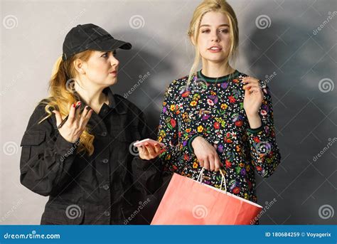 Security Guard And Shoplifter Stock Image Image Of Security Girl