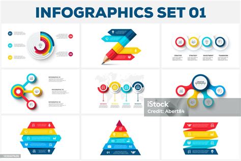 인포그래픽 요소의 큰 집합입니다 단계 비즈니스 프로세스 워크플로 다이어그램 순서도 개념 및 타임 라인에 사용할 수 있습니다 데이터 시각화 벡터 디자인 템플릿 0명에 대한