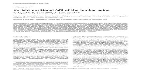 Pdf Pictorial Review Upright Positional Mri Of The Lumbar Spine