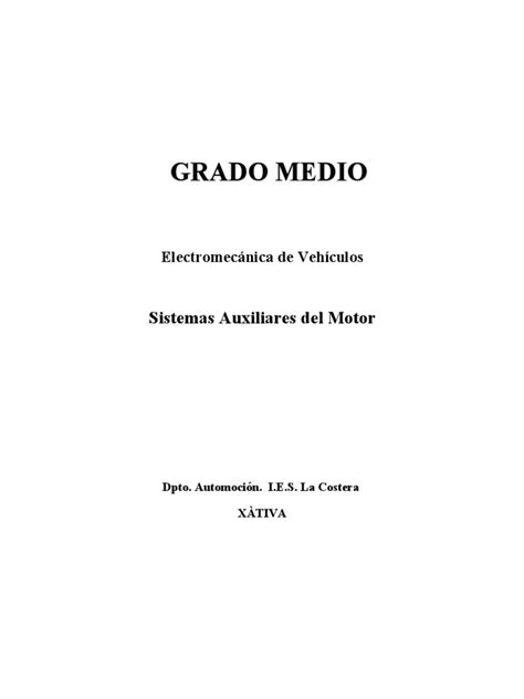 Sistemas Auxiliares Del Motor Pdf Carburador Motor Diesel