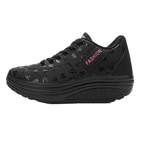 Elabch Black Sneakers For Women Summer Fashion Casual Platform Sports