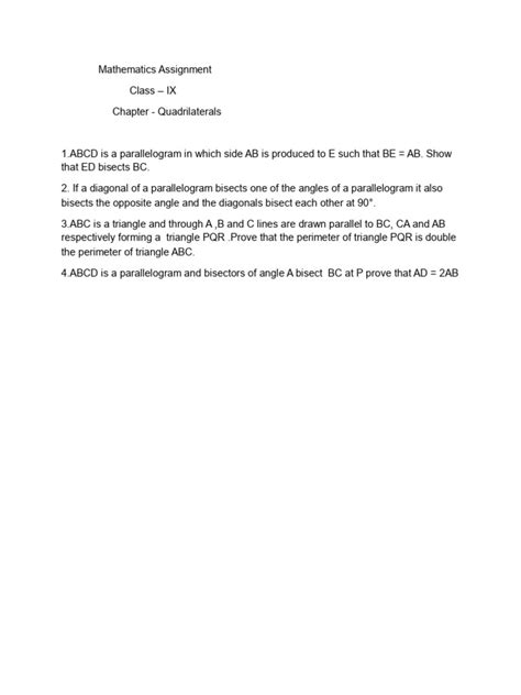 Assignment Ix Mathematics Pdf
