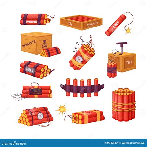 Set Of Red Dynamite Sticks And Detonator Box Royalty Free Stock