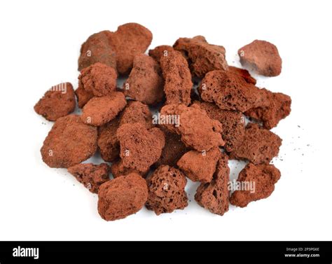 Porous Brown Volcanic Rock Isolated On White Background Lava Stone