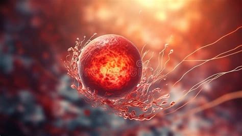 Microscope Of Red Embryo Cell Stem Cell Research And Treatment