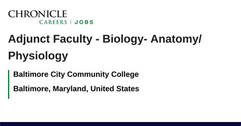 Adjunct Faculty Biology Anatomy Physiology Job With Baltimore City Community College 37637400