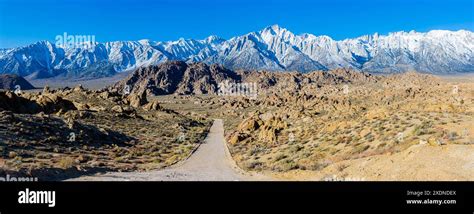 Movie Flat Road With The Eroded Alabama Hills Below The Sierra Nevada