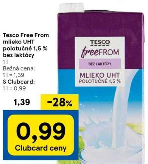 Archiv Tesco Free From Mlieko Uht Polotučné 1 5 Bez Laktózy 1 L V