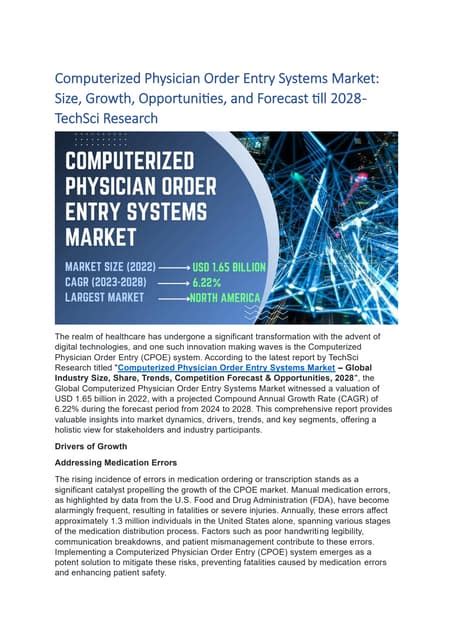 Computerized Physician Order Entry Systems Marketpdf
