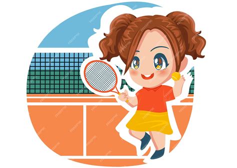 Premium Vector Badminton Chibi Girl