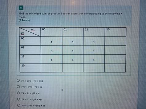Solved 18 Find The Minimized Sum Of Product Boolean