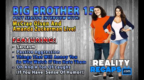 Big Brother 15 Live With Amanda Zuckerman And Mccrae Olson Youtube