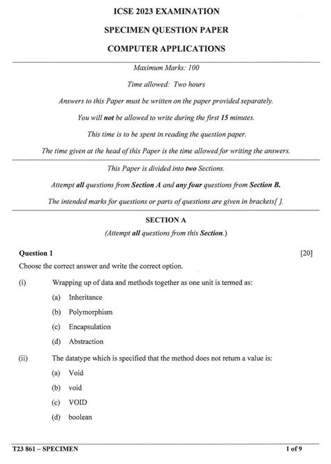 Class 10 Icse 2023 Computer Question Paper Image To U