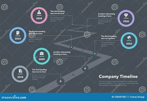 Business Infographic For A Road Map Timeline Dark Version Stock Vector Illustration Of