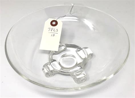 Lot Footed Clear Glass Bowl Stamped Steuben