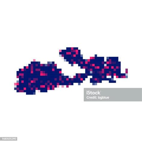Sumbawa Map In Pixels On White Background向量圖形及更多亞洲圖片 亞洲 像素畫 剪裁圖