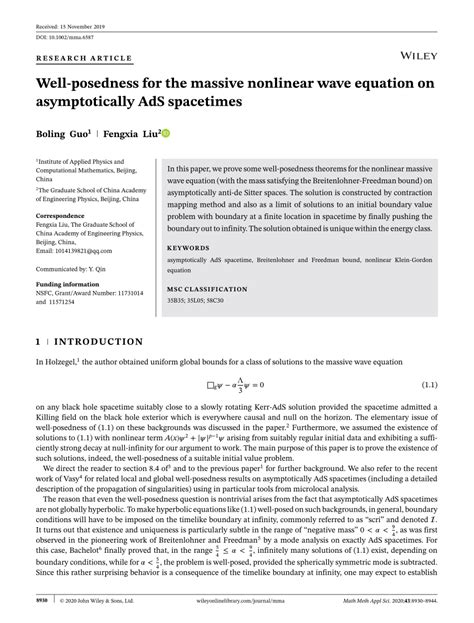 Well‐posedness For The Massive Nonlinear Wave Equation On Asymptotically Ads Spacetimes