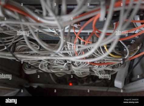 Rack Mounted Servers In A Server Room Close Up Stock Photo Alamy