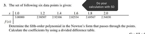 Solved The Set Of Following Six Data Points Is Given Do Chegg