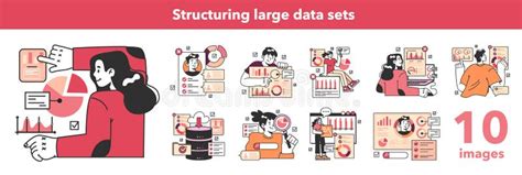 Bid Data Structuring Set Data Science And Optimization For Machine Stock Vector Illustration
