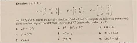 solved exercises 1 to 9 let a 2 [3 0 5 4 b 0 6] 40 c