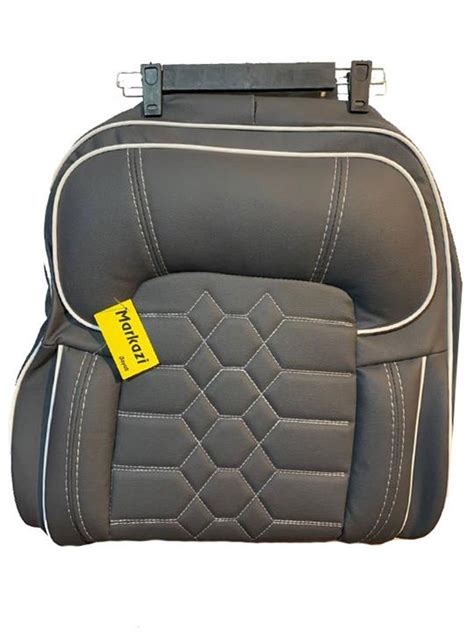 قیمت و خرید روکش صندلی ساینا تیبا۱ ریو طرح تایگر تمام چرم طوسی دوخت سفید