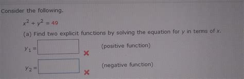 solved consider the following x2 y2 49 a find two