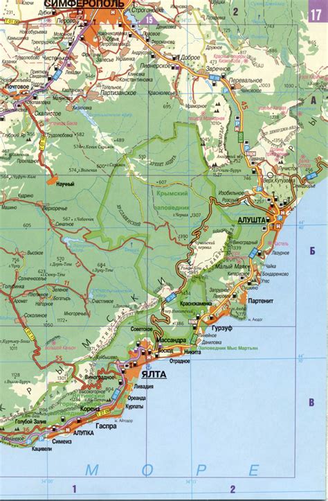 Карта Крыма Атлас автодорог Крыма масштаба 1 300 000 Подробная карта автомобильных дорог Крыма