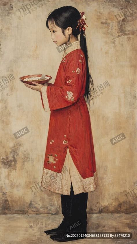 ai创作图汉服童装详情 清代小女孩服饰 古代丝绸童装 古代孩装 红毛衣的古典少女 红纱罗地夹衣 古典小女孩 新中式女孩 古代童装 汉服小姑娘