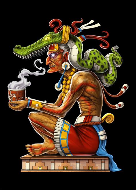Ancient Mayan God Itzamna Poster Picture Metal Print Paint By