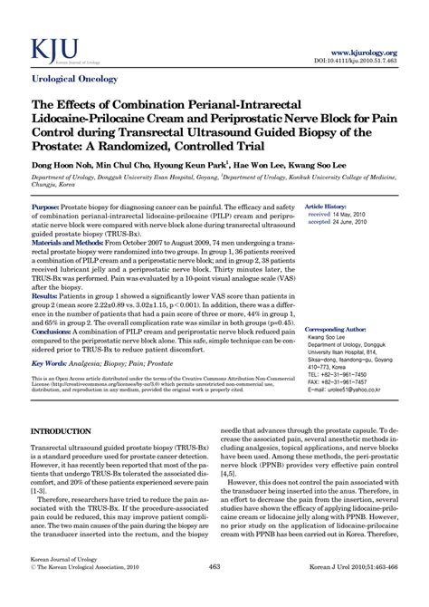 Pdf The Effects Of Combination Perianal Intrarectal Lidocaine Prilocaine Cream And