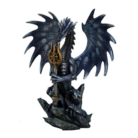 Drago Gothic Colorato C Scettro H Cm 22 Fate E Draghi Antica Porta
