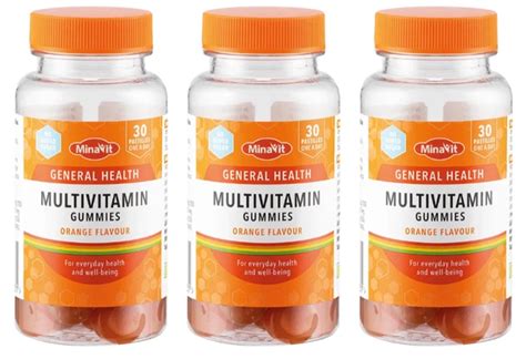 3 X Minavit Multivitamin Gummies Orange Flavour 30 Gummies Per Bottle £