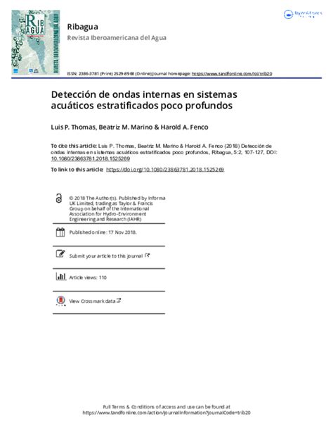 Pdf Internal Wave Detection In Stratified Shallow Aquatic Systems Harold Fenco