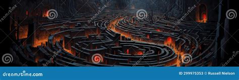 Ultra Wide Intricate Maze Of Winding Tunnels And Chambers Stock Image