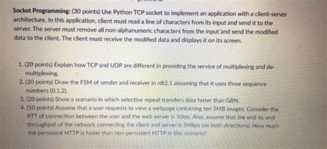 Socket Programming Points Use Python TCP Socket Chegg Com