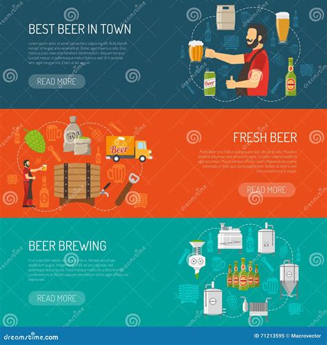 Brewery Horizontal Banners Set Stock Vector Illustration Of Beer