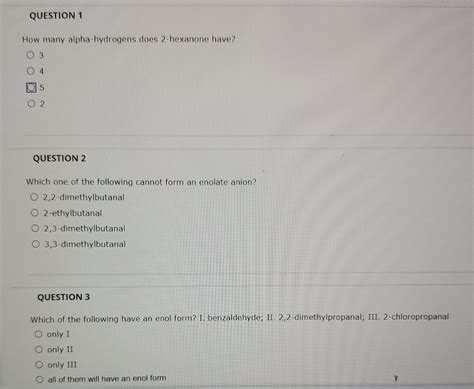 Solved How Many Alpha Hydrogens Does 2 Hexanone Have 3 4 5