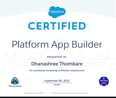 dhanashree thombare on linkedin salesforcecertified appbuilder 13