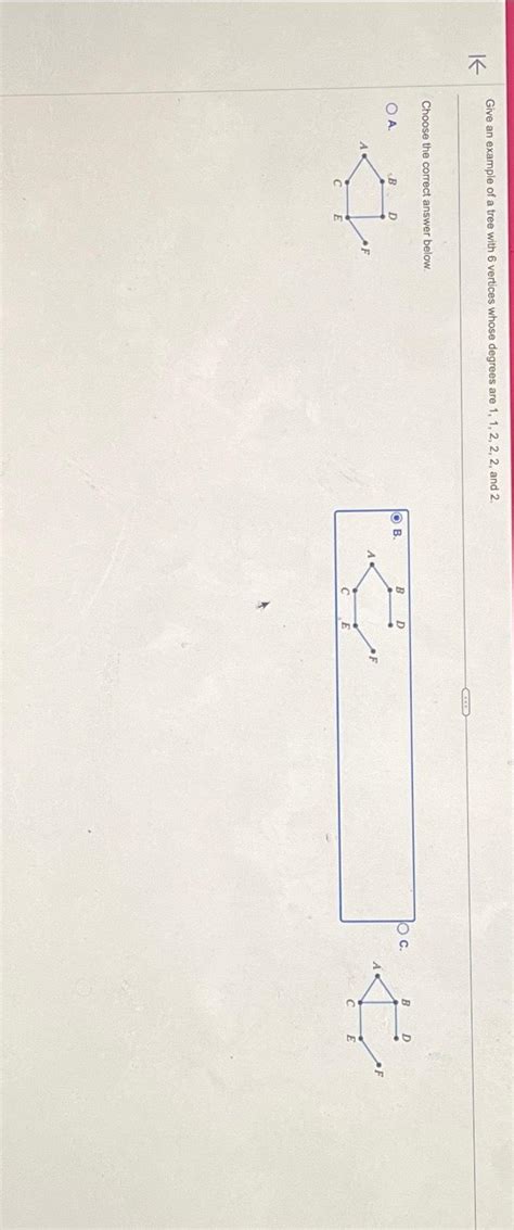 Solved Give An Example Of A Tree With 6 ﻿vertices Whose