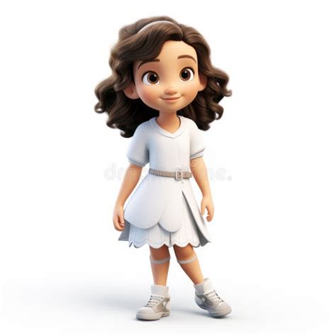 D Render Cartoon Of Isabella Cute Disney Princess In White Dress Stock Illustration