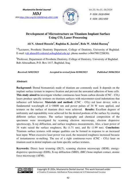 Pdf Development Of Microstructure On Titanium Implant Surface Using