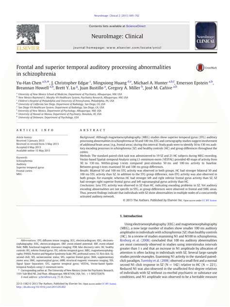 Pdf Frontal And Superior Temporal Auditory Processing Abnormalities In Schizophrenia