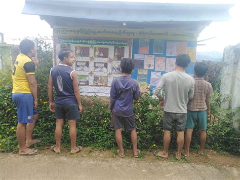 ဘောဂလိမြို့ရုံး၏ မြေစိုက်နံရံကပ်ပြဘုတ်တွင် ကိုဗစ် ၁၉ ရောဂါဆိုင်ရာ