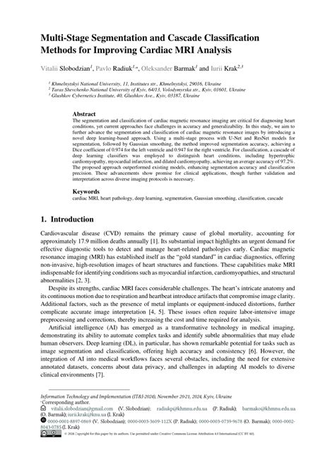 Pdf Multi Stage Segmentation And Cascade Classification Methods For Improving Cardiac Mri Analysis