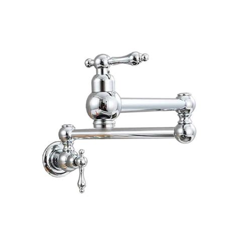 Wall Mount Pot Filler Kitchen Faucet With Double Joint Swing Arms